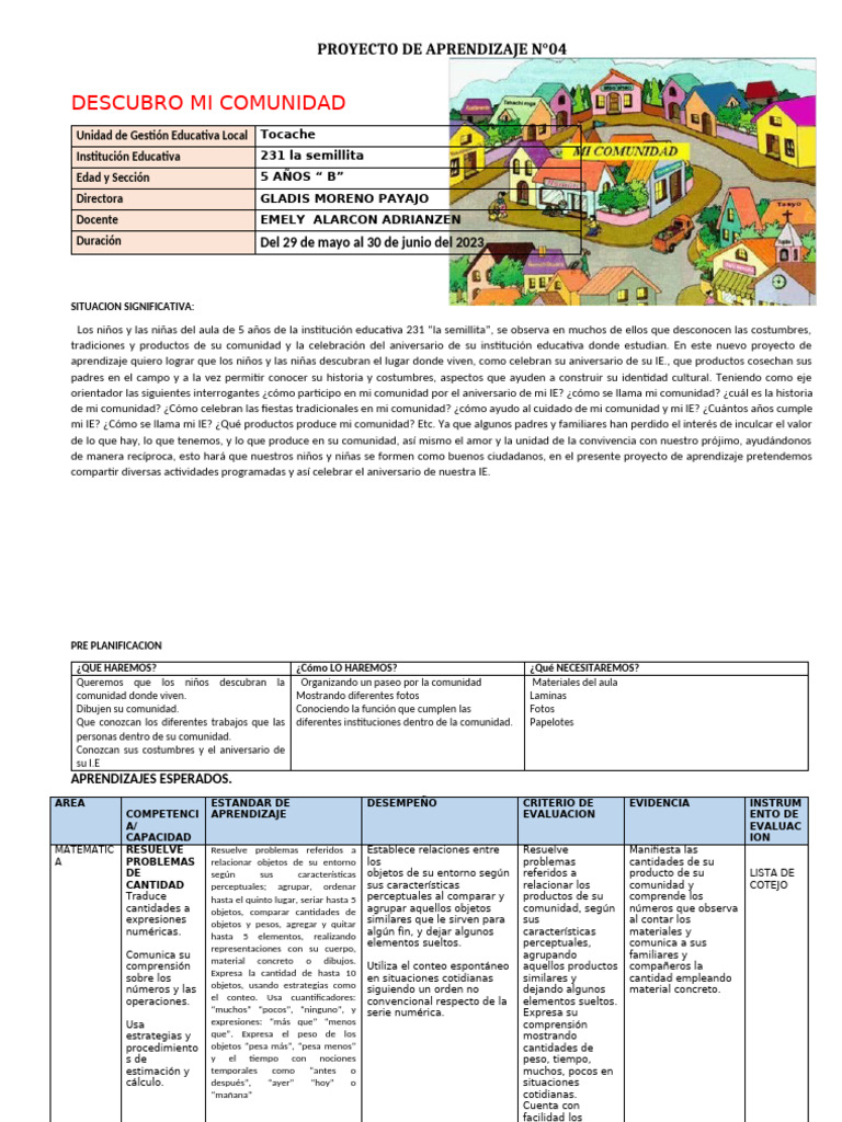 Descubriendo Mi Comunidad Infantil | PDF | Las emociones | Información
