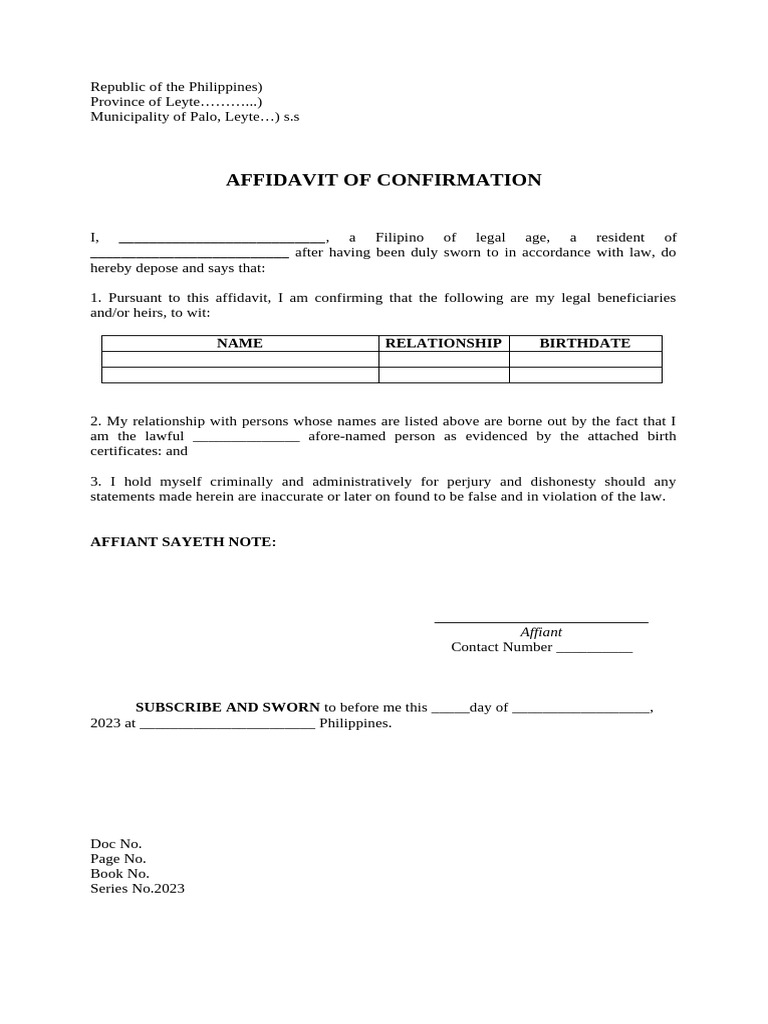 PNP Affidavit of Confirmation | PDF | Affidavit | Civil Law (Common Law)