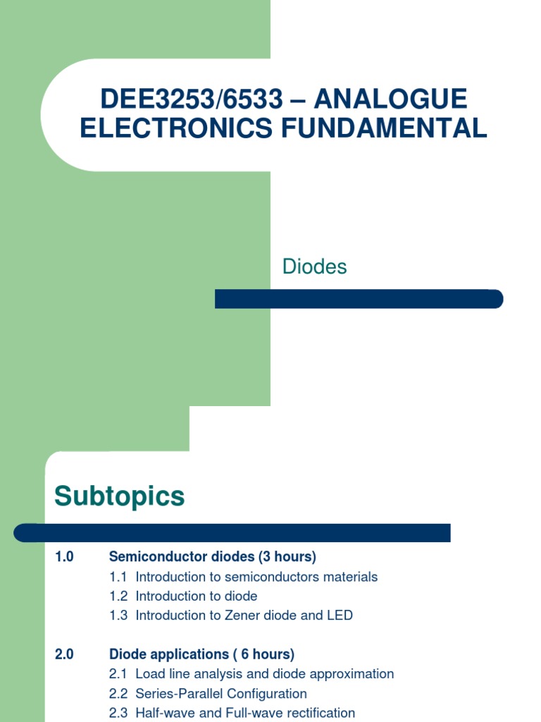 DEE3253/6533 - Analogue Electronics Fundamental: Diodes | PDF ...