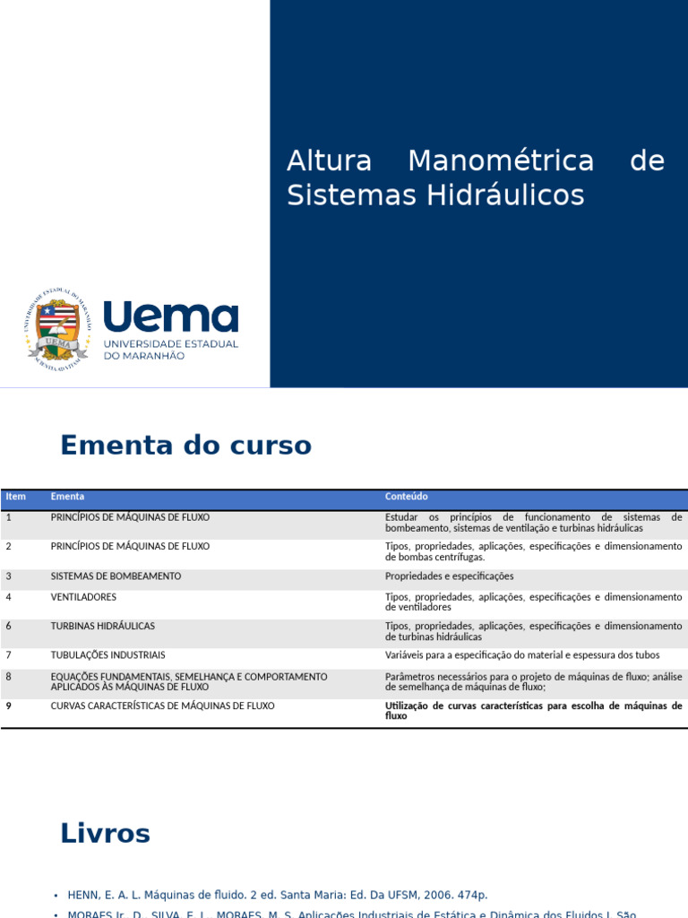 Altura Manometrica de Sistemas | PDF | Bomba | Pressão