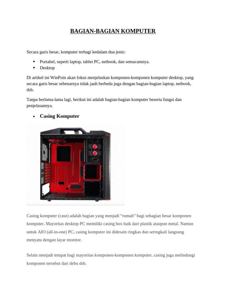 Komponen Utama Komputer Desktop | PDF