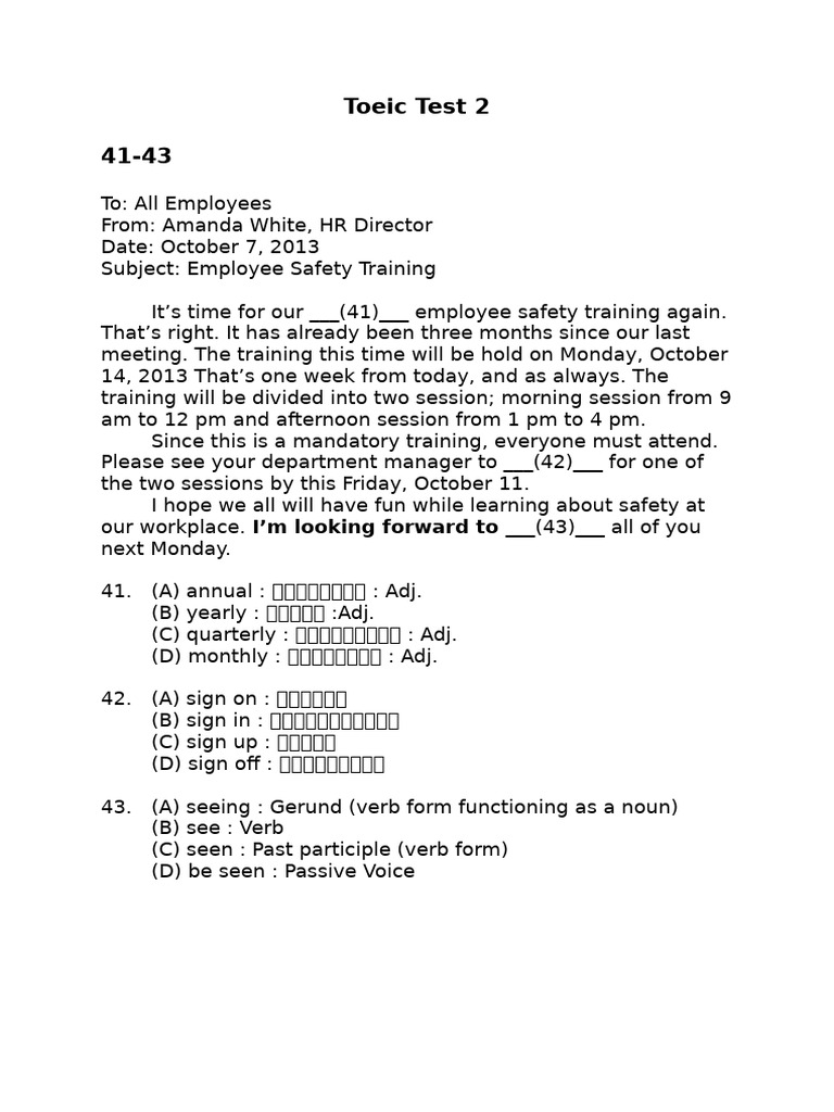 Toeic Test 2 | PDF
