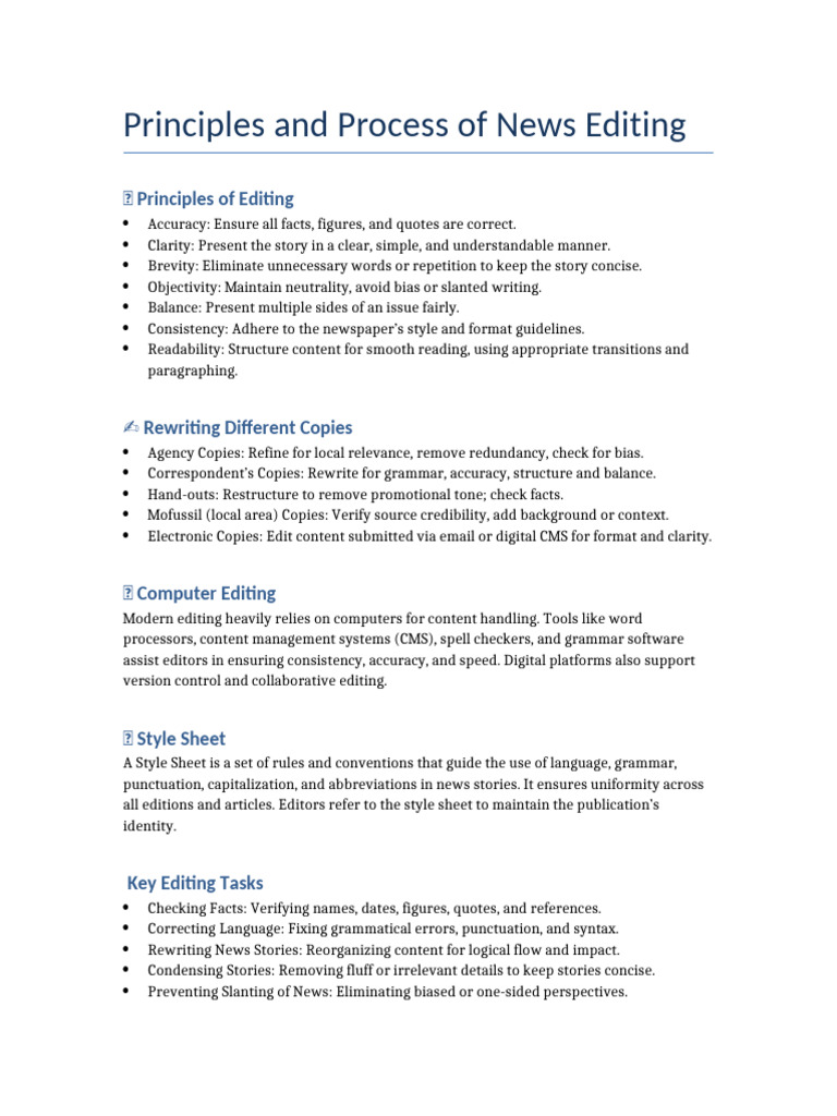 News Editing Principles and Practices | PDF