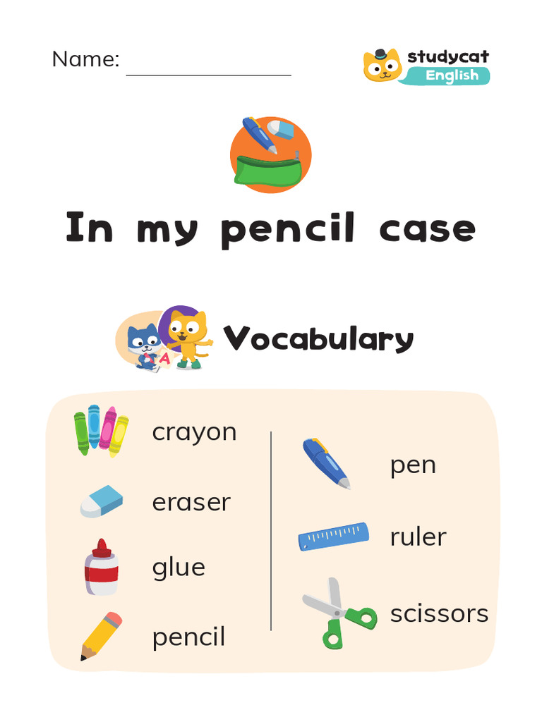 Vocabulary Activities for Pencil Case | PDF