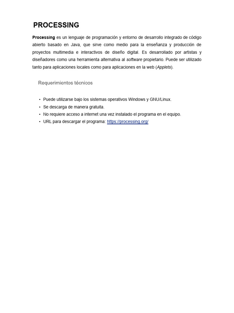 Introducción a Processing: Programación Multimedia | PDF | Programa de computadora | Programación