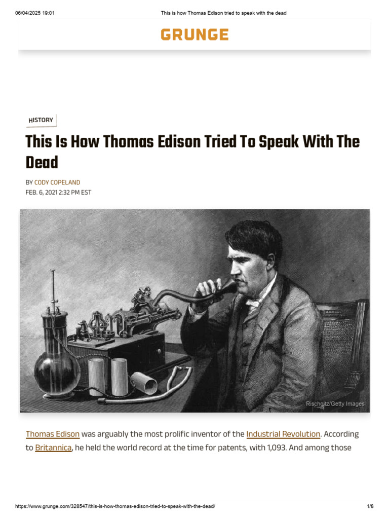 This Is How Thomas Edison Tried To Speak With The Dead | PDF | Thomas ...
