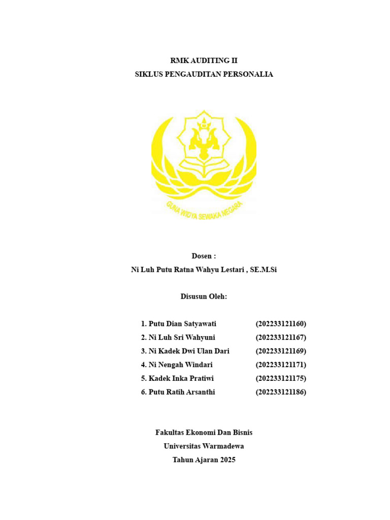 RMK Pert 7 Auditing II Materi Siklus Pengauditan Personalia - Kelompok 3 | PDF