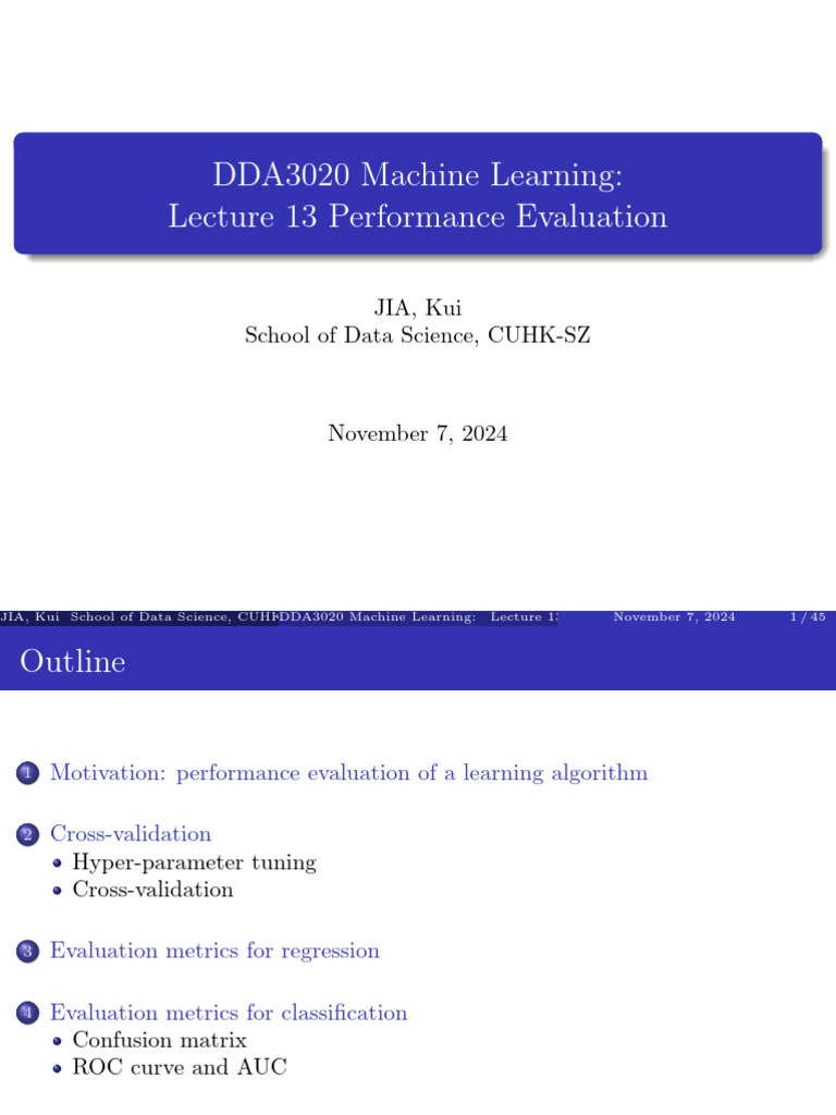 Dda3020 ML Fall24 Jia l13 | PDF | Receiver Operating Characteristic | Cross Validation (Statistics)