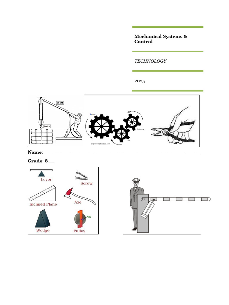 Grade 8 Mechanical Systems Overview | PDF | Gear | Piston