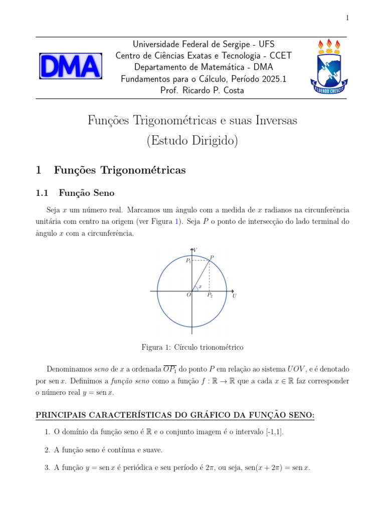 Funções Trigonométricas e Inversas | PDF | Trigonometria | Funções ...