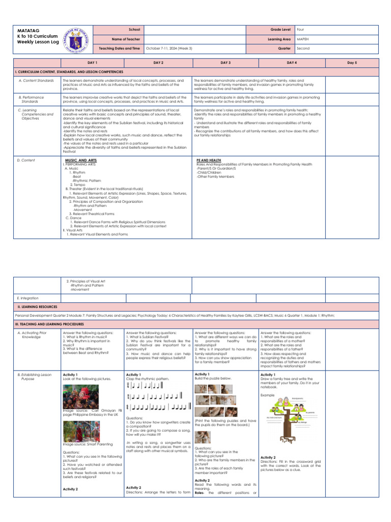 q2 w3 Mapeh4 Matatag | PDF | Rhythm | Dances