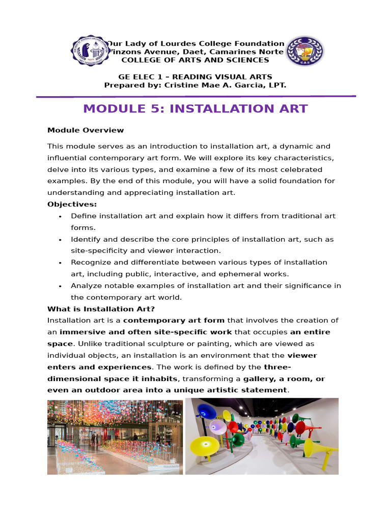 Module 5 Installation Art | PDF | Installation Art | Perception