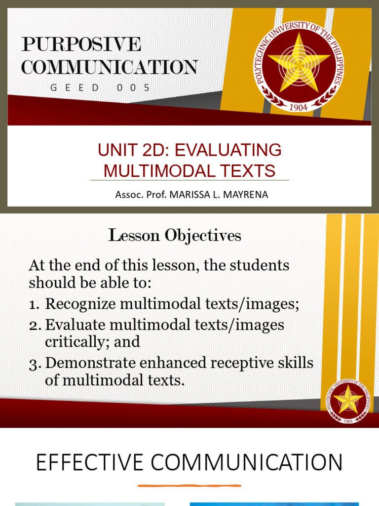 Evaluating Multimodal Texts Effectively | PDF | Human Communication ...