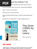The Giver - Chapter 2 | PDF