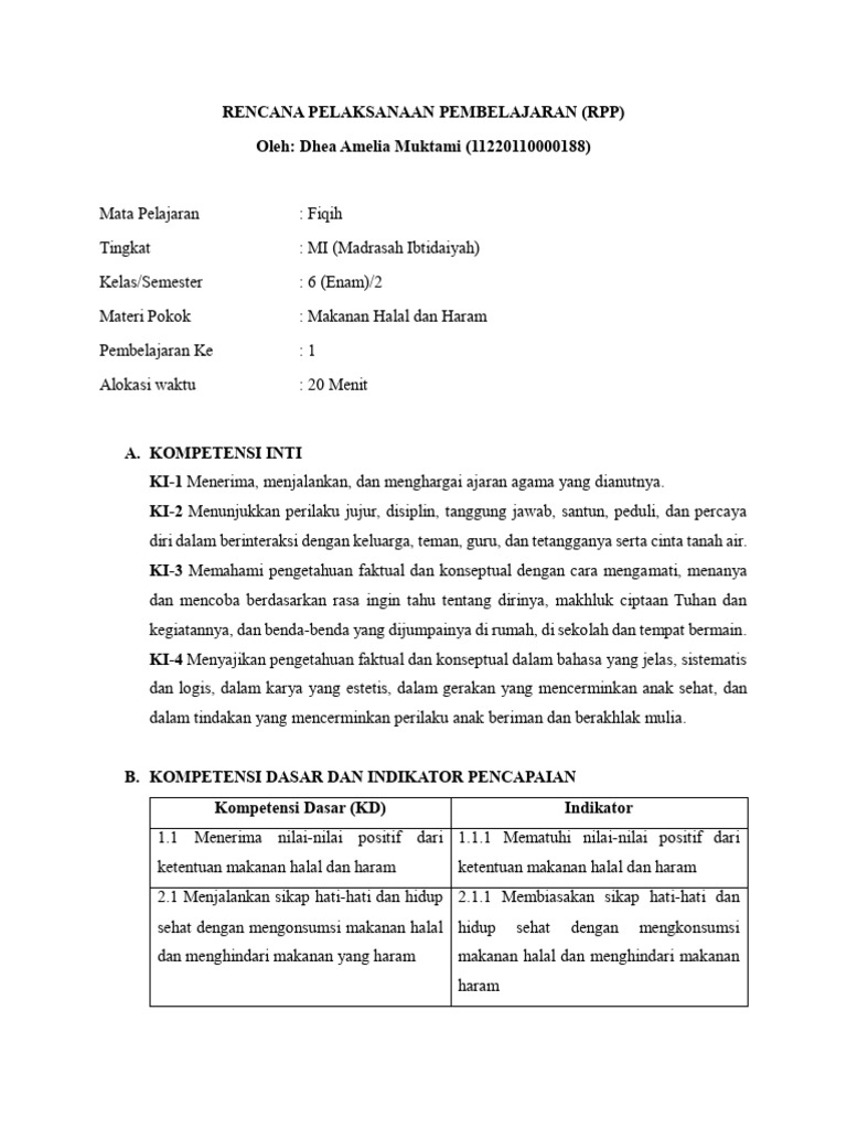 Modul Ajar (RPP) Dhea Amelia Muktami - MICRO TEACHING Ke-1 | PDF