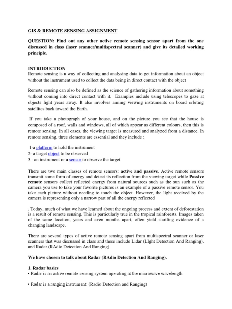 Gis Assignment | Download Free PDF | Remote Sensing | Radar