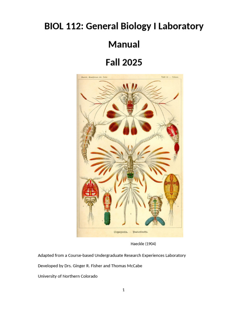 BIOL112 Lab Manual Fall 2025 | PDF | Plankton | Phytoplankton