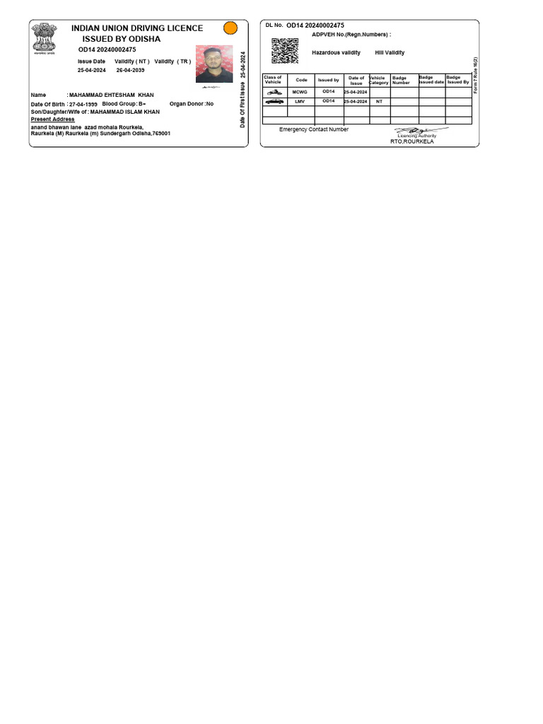 Odisha Driving License Details 2024 | PDF | Land Transport | Vehicles