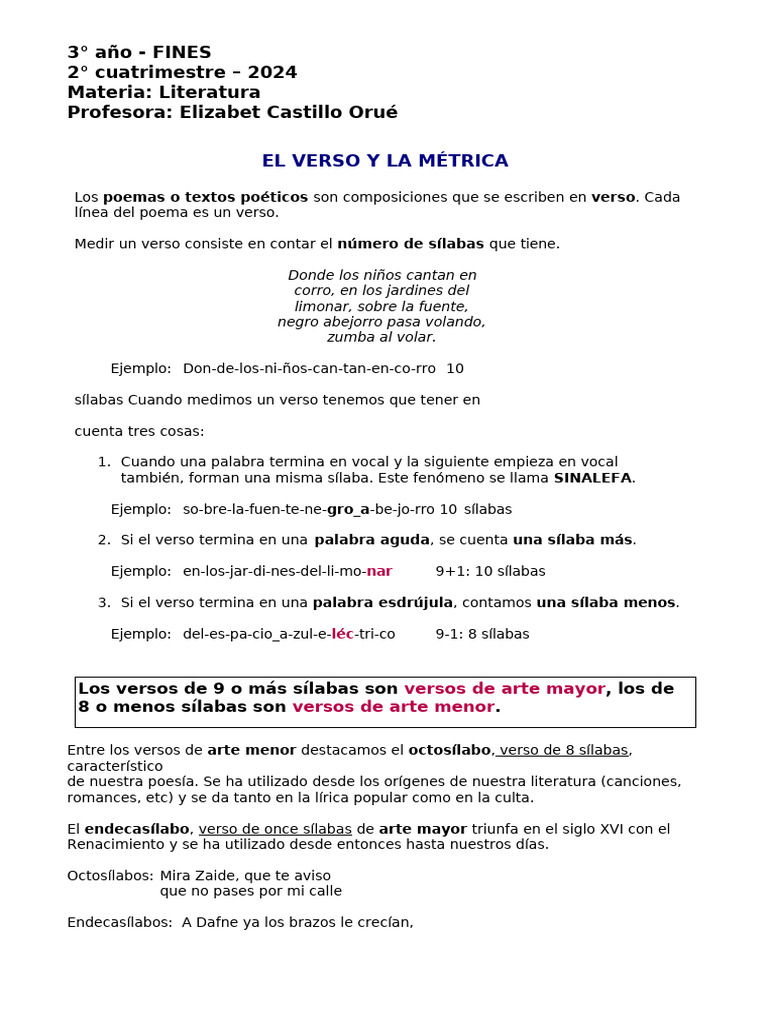 Métrica y Rima en Poesía | PDF | Metro (poesía) | Sonetos