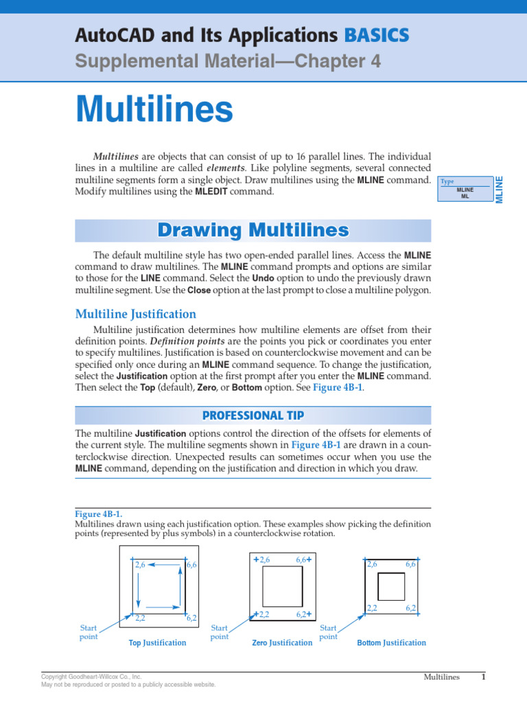 AutoCAD Multilines: Drawing & Styles Guide | PDF | Angle | Geometry