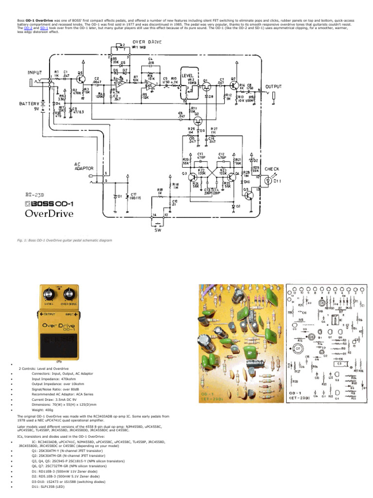 Boss OD-1 OverDrive Schematic Details | PDF
