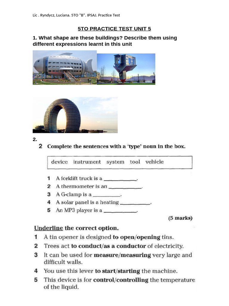 5TO Unit 5 Practice Test Guide | PDF
