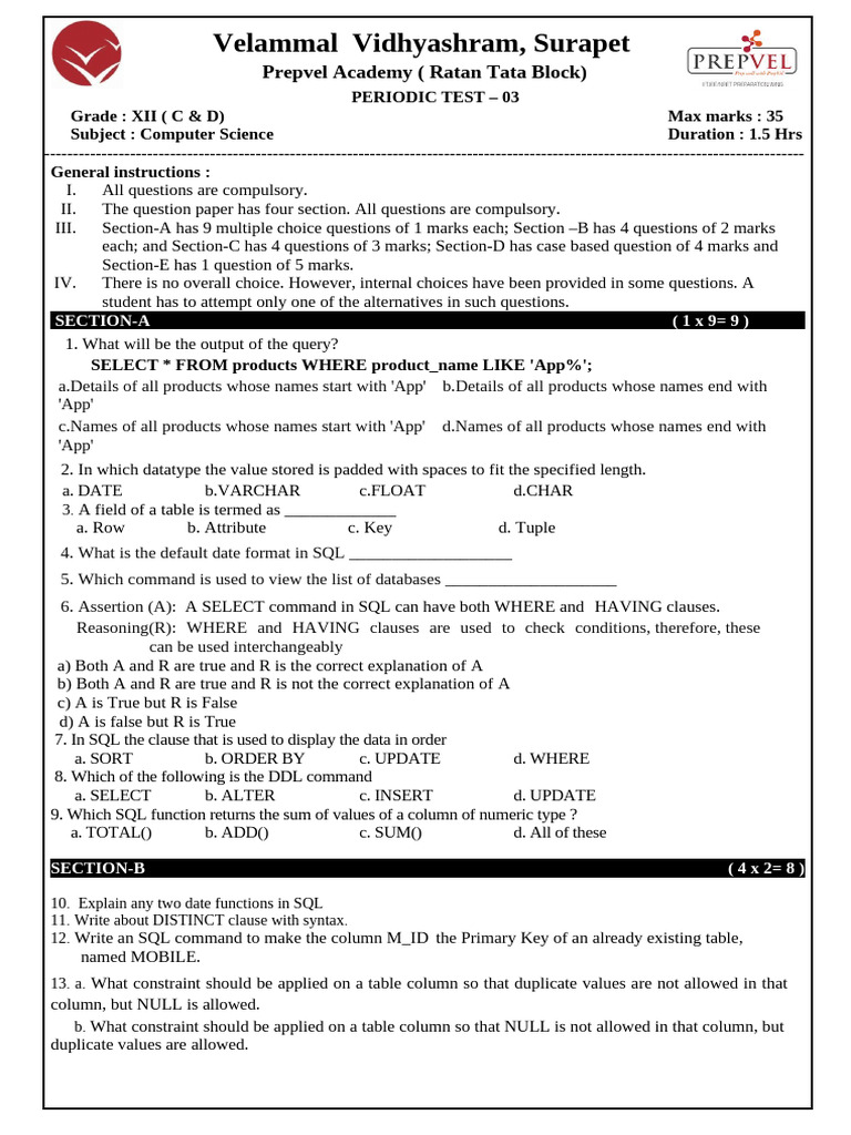 SQL Constraints for Unique Columns | PDF | Sql | Computing