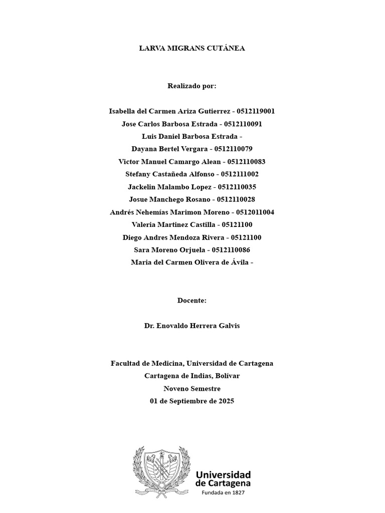 Larva Migrans Cutánea: Epidemiología y Tratamiento | PDF