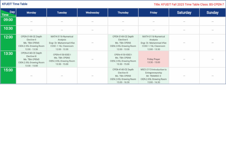 Time Table | PDF