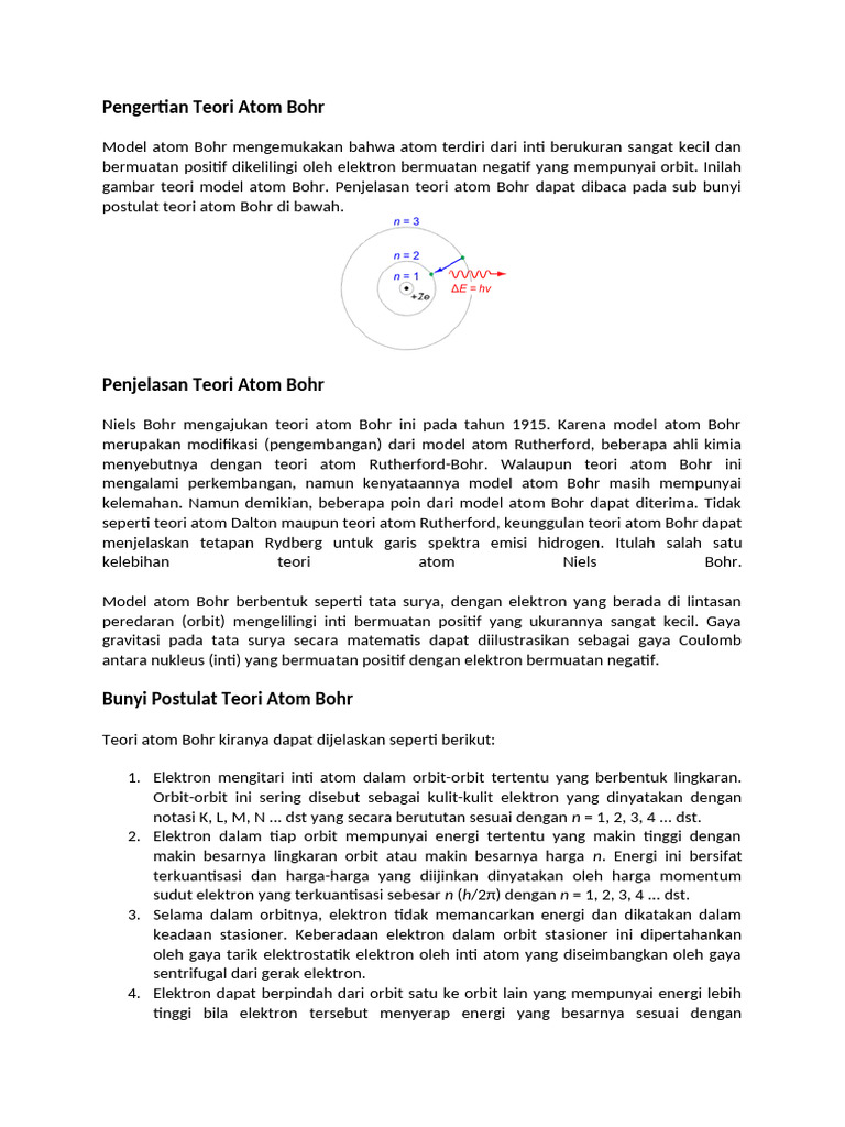 Pengertian Teori Atom Bohr | PDF