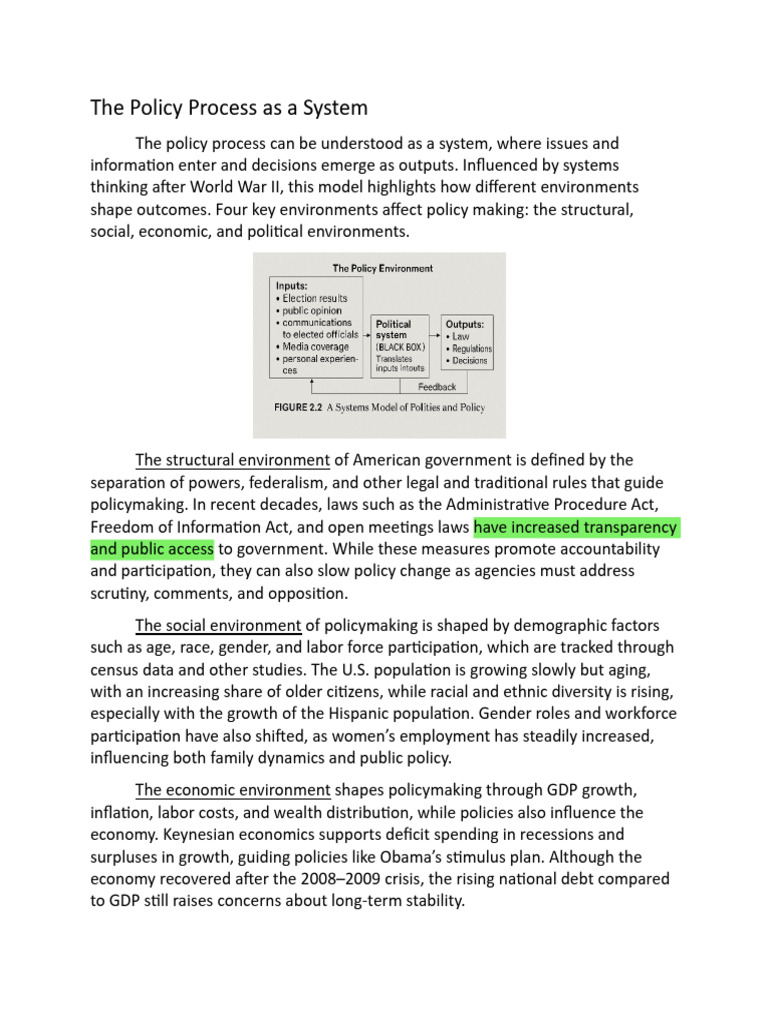Understanding the Policy Process System | PDF
