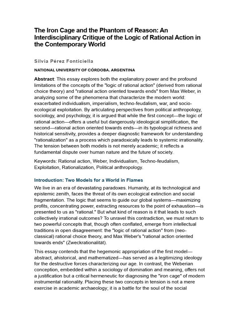 Critique of Weber's Iron Cage Concept | PDF | Rationality | Max Weber