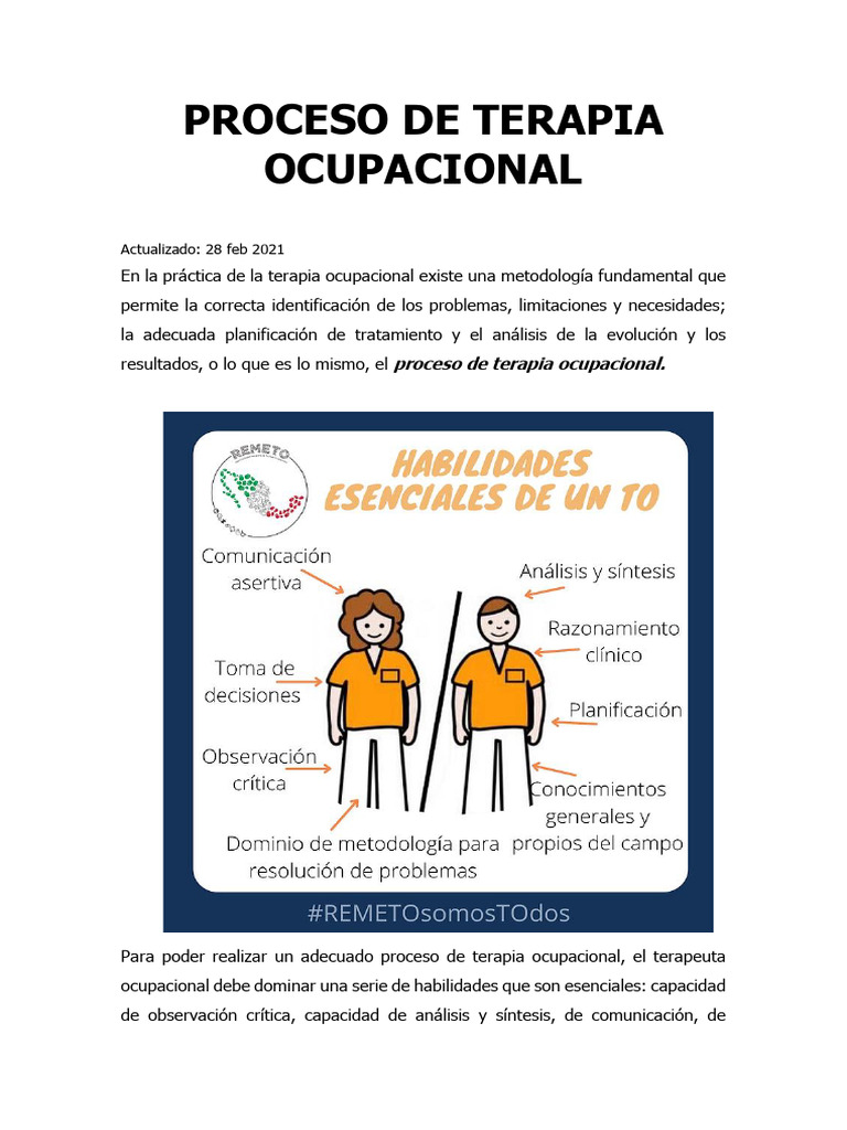 Proceso de Terapia Ocupacional | PDF | Terapia ocupacional | Terapia