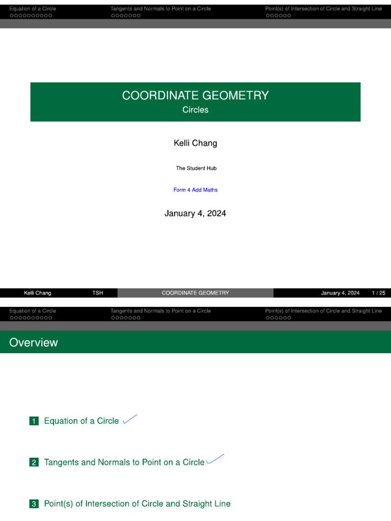 24 Circles (Equations of A Circle, Normals and Tangents To A Point On A ...