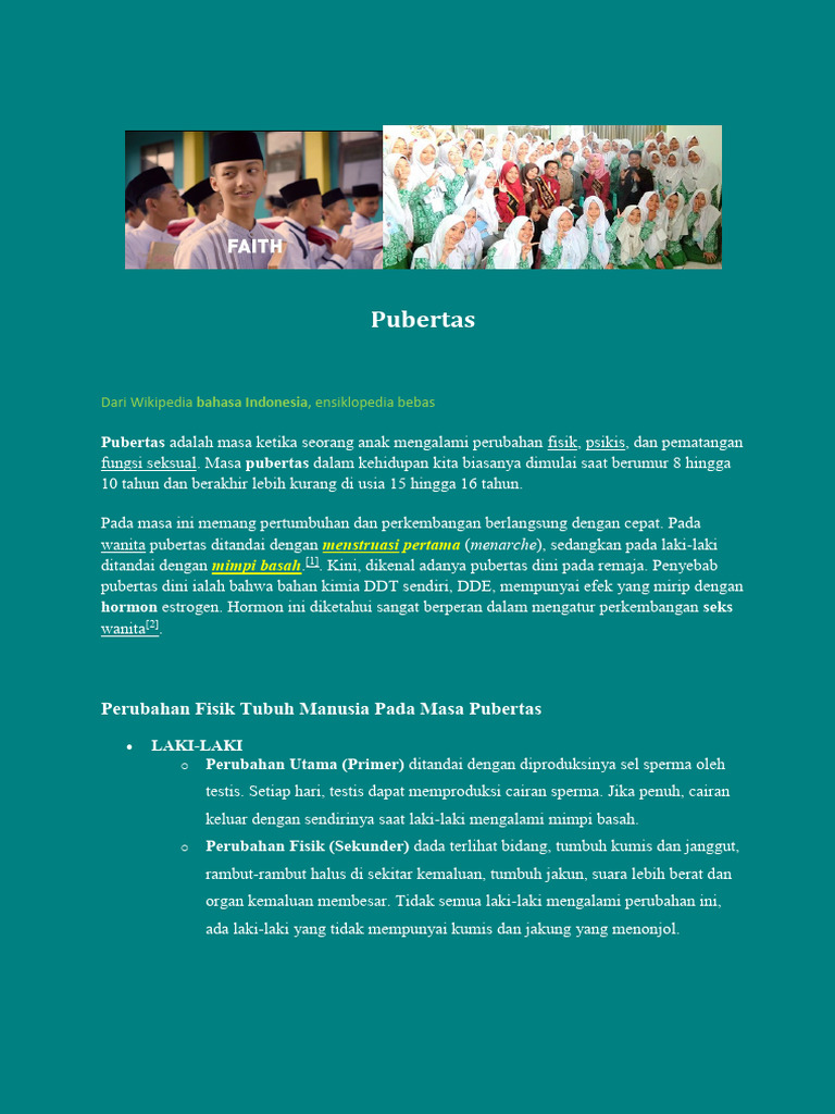 Perubahan Fisik Tubuh Manusia Pada Masa Pubertas | PDF