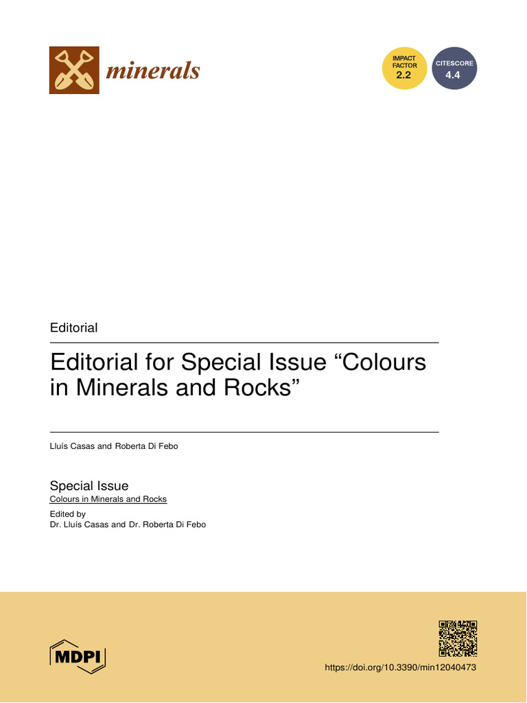 Minerals 12 00473 With Cover | PDF | Color | Gemstone