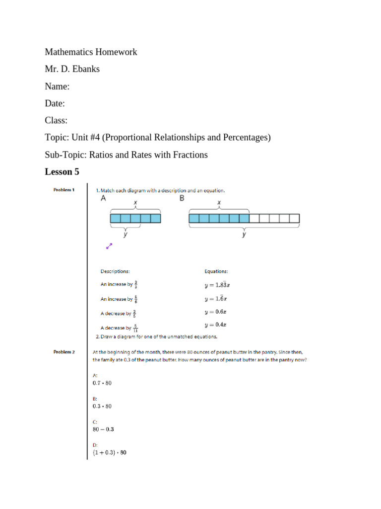 Ratios and Rates Homework Guide | PDF