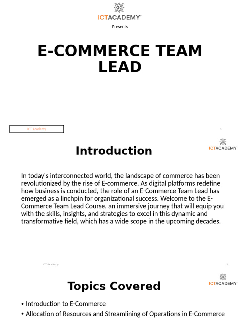 E-Commerce Team Lead Course Overview | PDF | E Commerce | Supply Chain