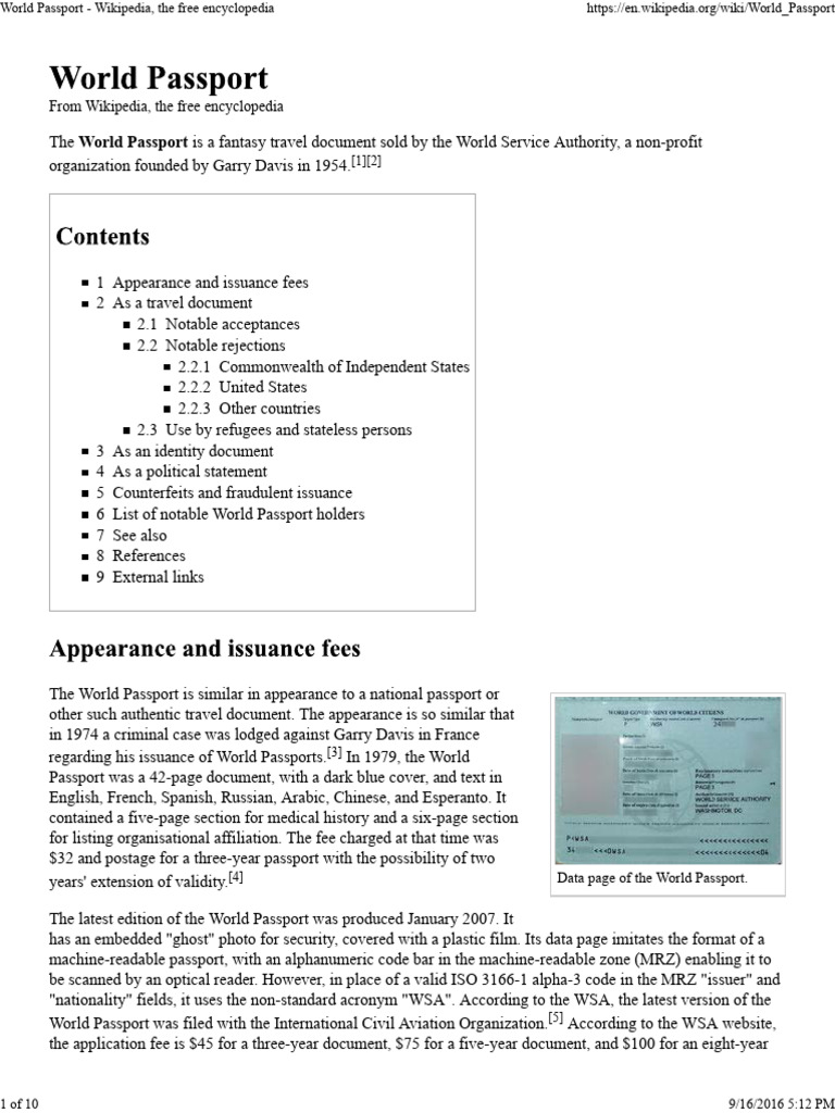 Overview of the World Passport | PDF | Government And Personhood ...