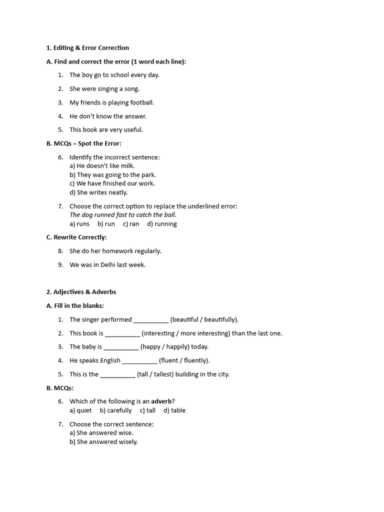 Grade 8 English Grammar Exercises | PDF | Linguistic Morphology | Languages
