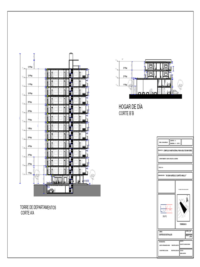 Cortes Detalles Torre de Deparmentos Co Housinh | PDF
