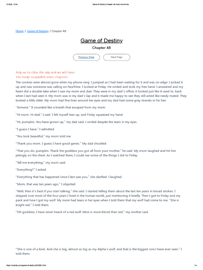 Game of Destiny Chapter 48 Novel Online Free | PDF