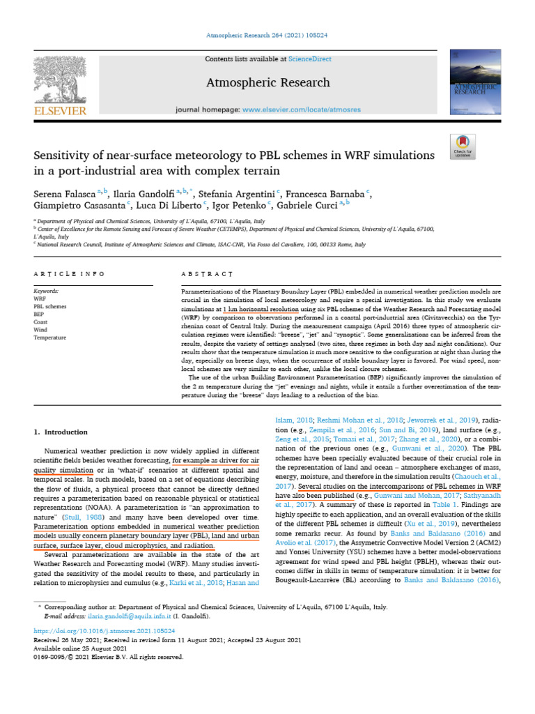 Sensitivity of Near-Surface Meteorology To PBL Schemes in WRF ...