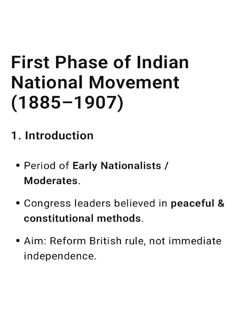 First Phase of Indian National Movement | PDF