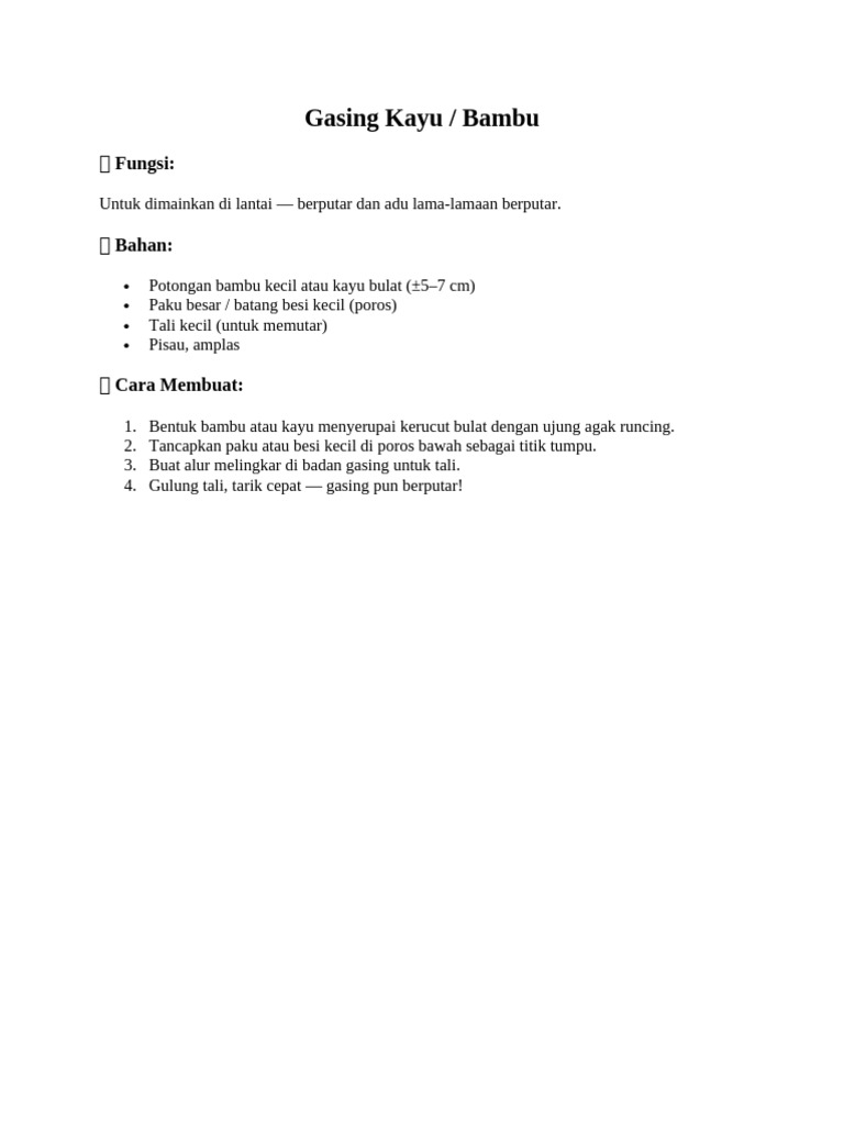Gasing Kayu | PDF