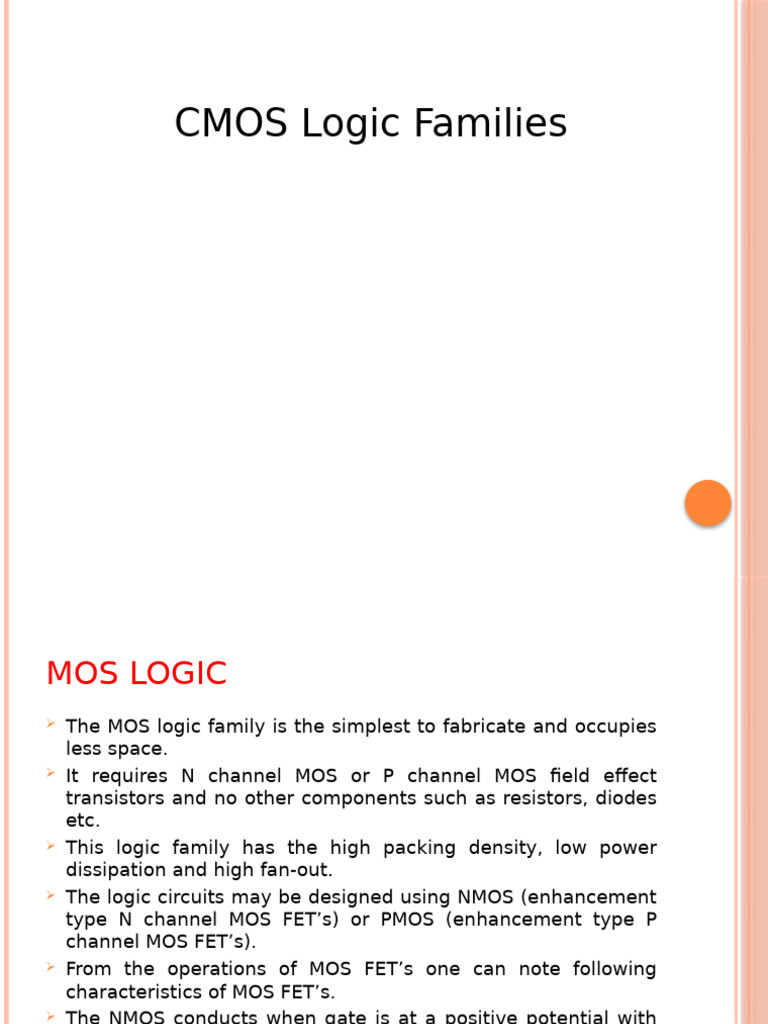 CMOS Logic Family | PDF | Cmos | Logic Gate
