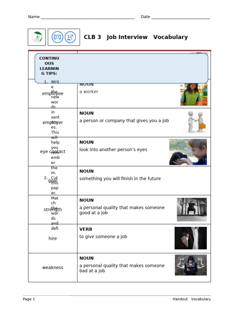 2 Handout Vocabulary Int 3 | PDF