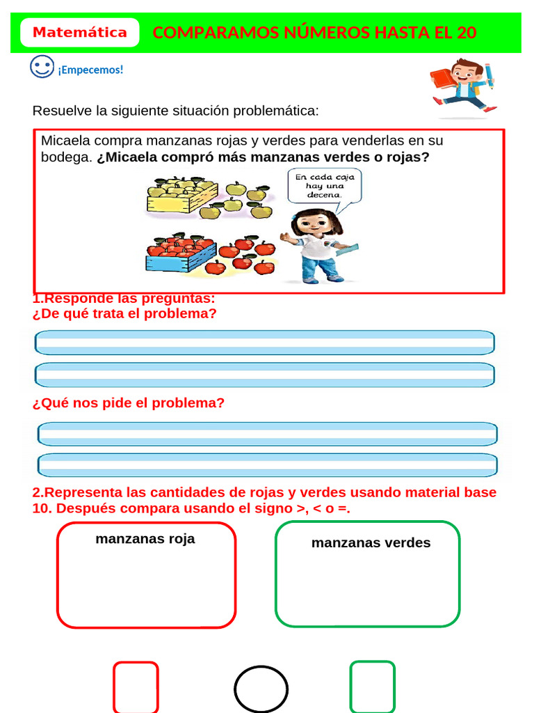 d2 A1 Ficha Mat. Comparamos Números Hasta El 20 | PDF