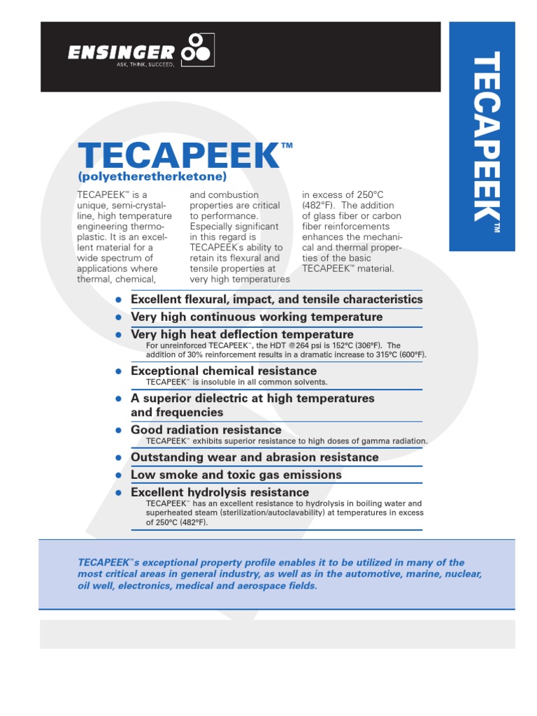 Ensinger - Tecapeek | Strength Of Materials | Yield (Engineering)
