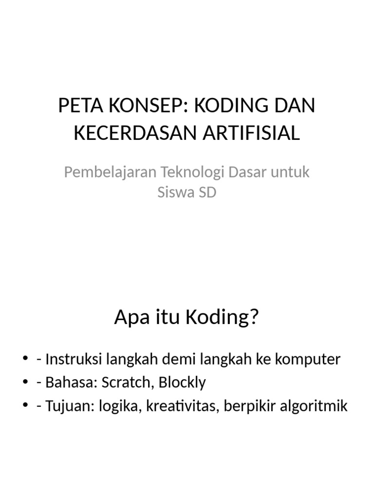 Peta Konsep Koding Dan AI SD | PDF